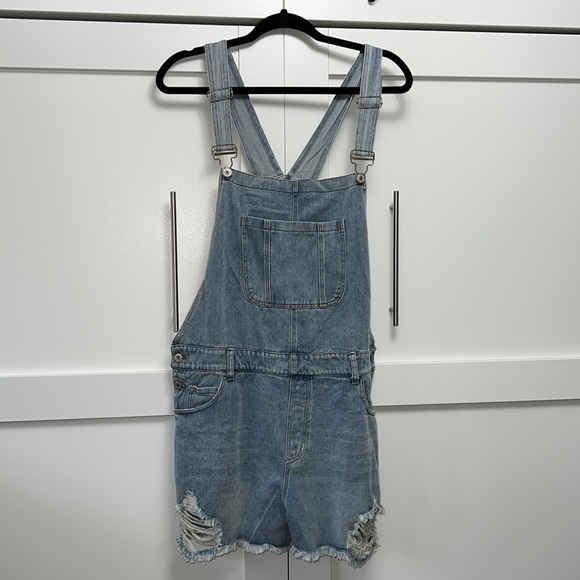She + Sky | Shorts | New Colleen Distressed Denim Overalls | Poshmark